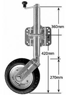 10" Inch Swing Up Jockey Wheel 10 Hole Bracket 850Kg Manutec #JW10UBS