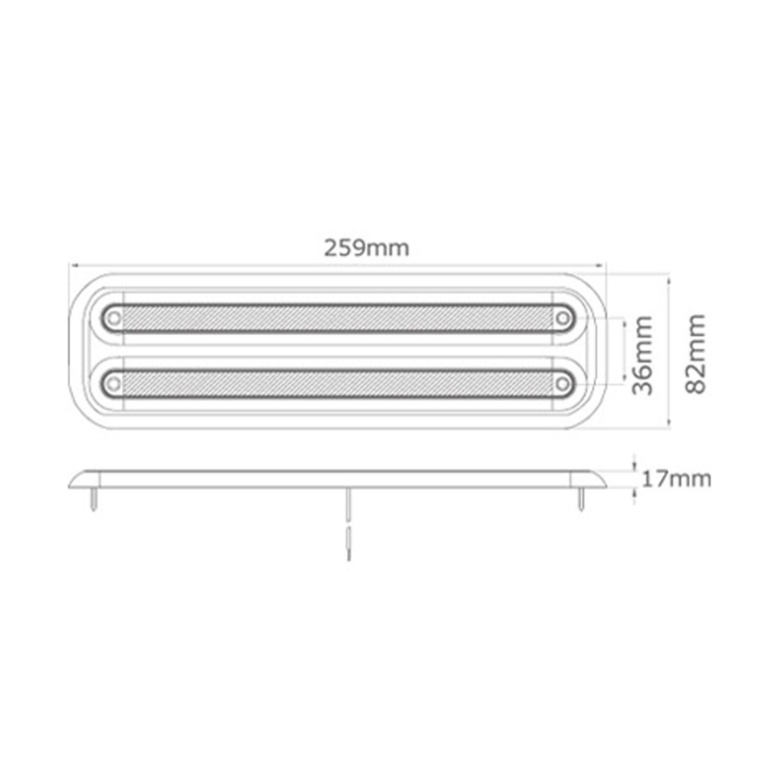 LED Combo Trailer Light Slimline 10-30V Reverse Light Included 259mm x ...
