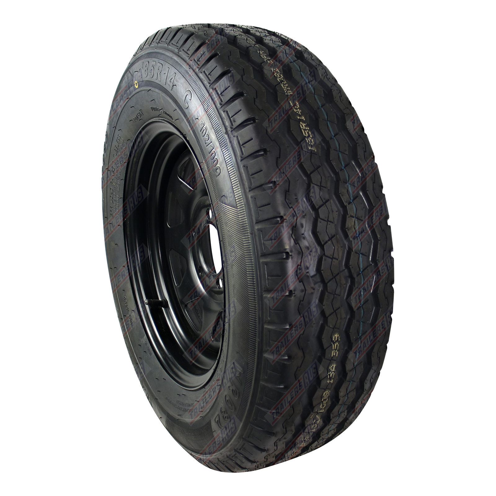 Rim and Tyre 14" x 5.5" Sunraysia Black Holten HT Stud Pattern 185R14LT ...