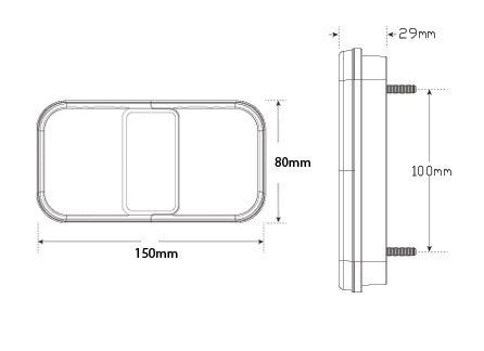 149 Series 12v LED Rect Combination Trailer Lights With Licence Plate ...