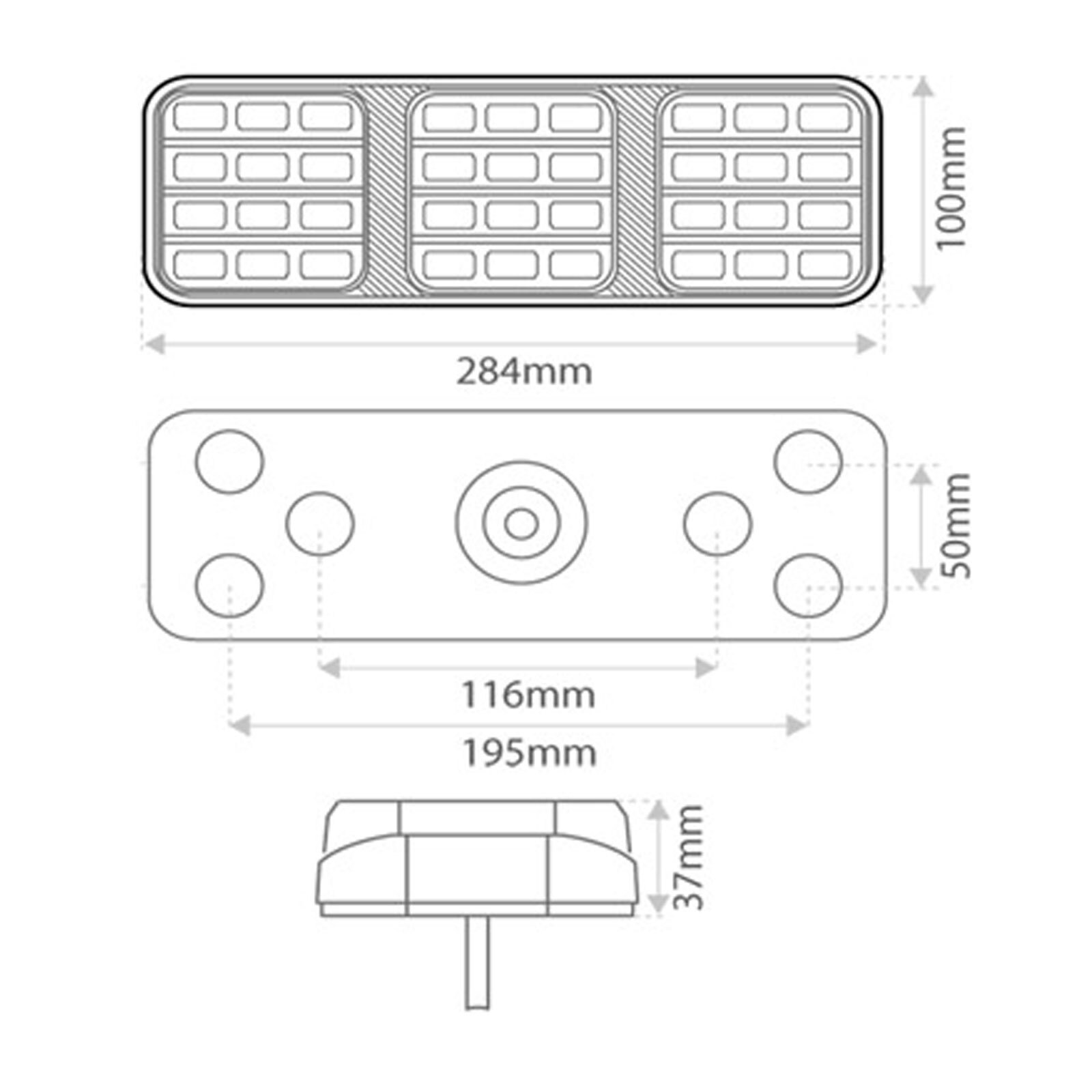 LED Combo Trailer Light 10-30V Reverse Light Included 284mm x 100mm ...